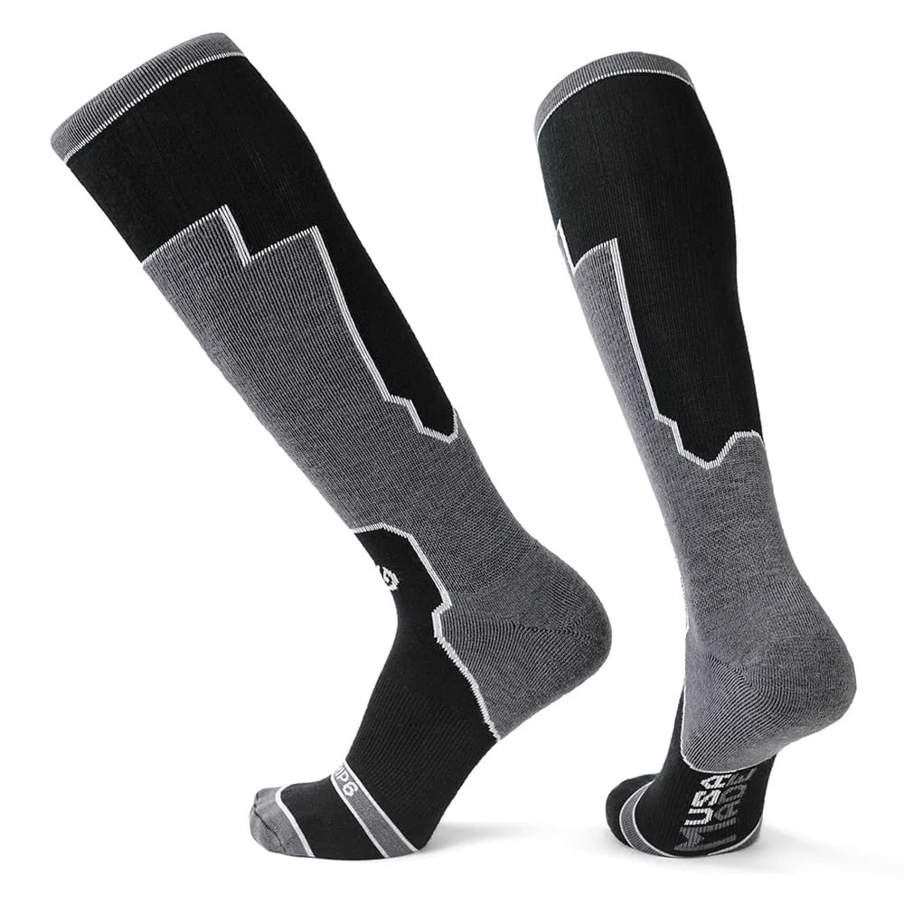 GRIP6 Wool Tallboy Light Ski Socks Made in USA XL Black